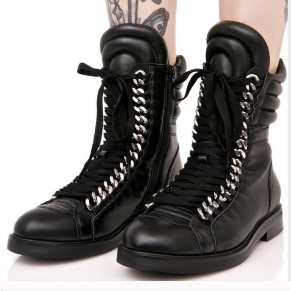 Nasty Gal | Shoes | Nasty Gal Black Genuine Real Leather Moto Biker ...